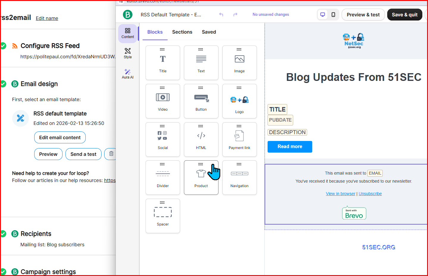 New Blog's Update Automatically Send To Subscribers (Brevo) - NetSec